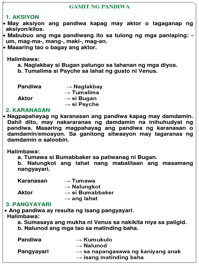 Gamit NG Pandiwa | PDF
