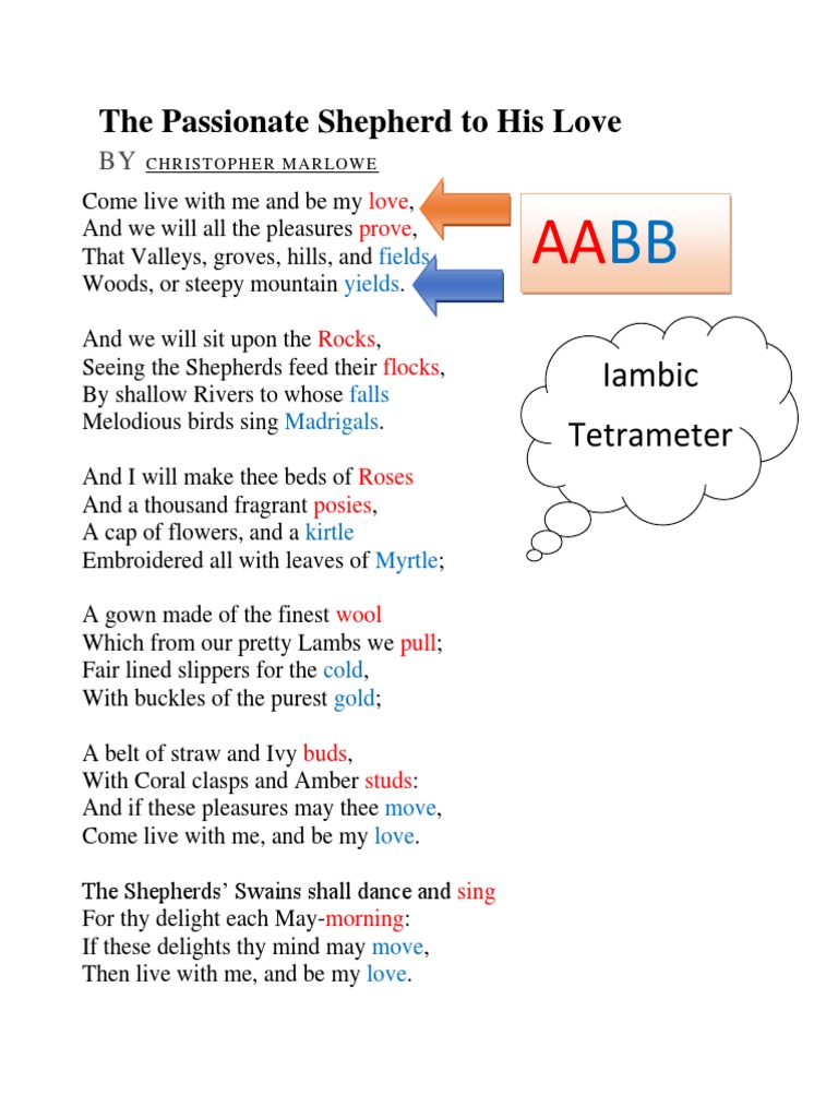 The Passionate Shepherd To His Love: Iambic Tetrameter | PDF | Poetry