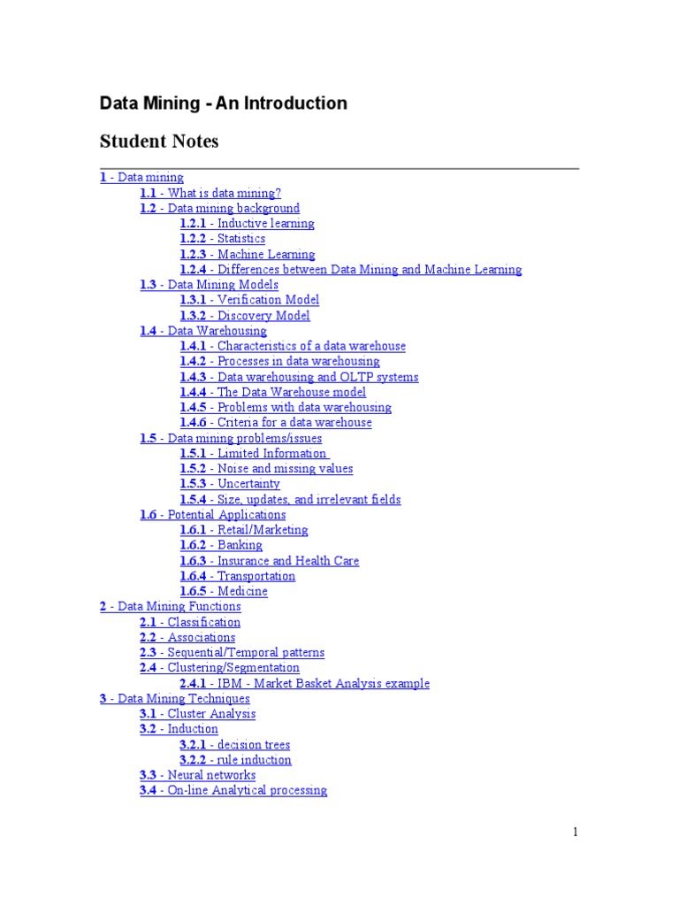 Data Mining Student Notes 4 | PDF