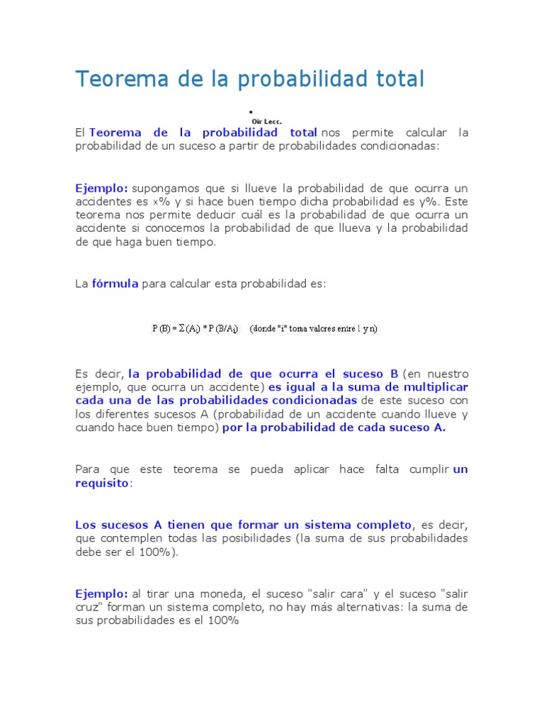 Teorema de La Probabilidad Total | PDF | Probabilidad | Enseñanza de matemática