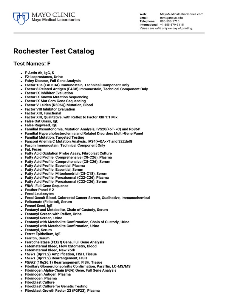 Test Catalog PDF | PDF