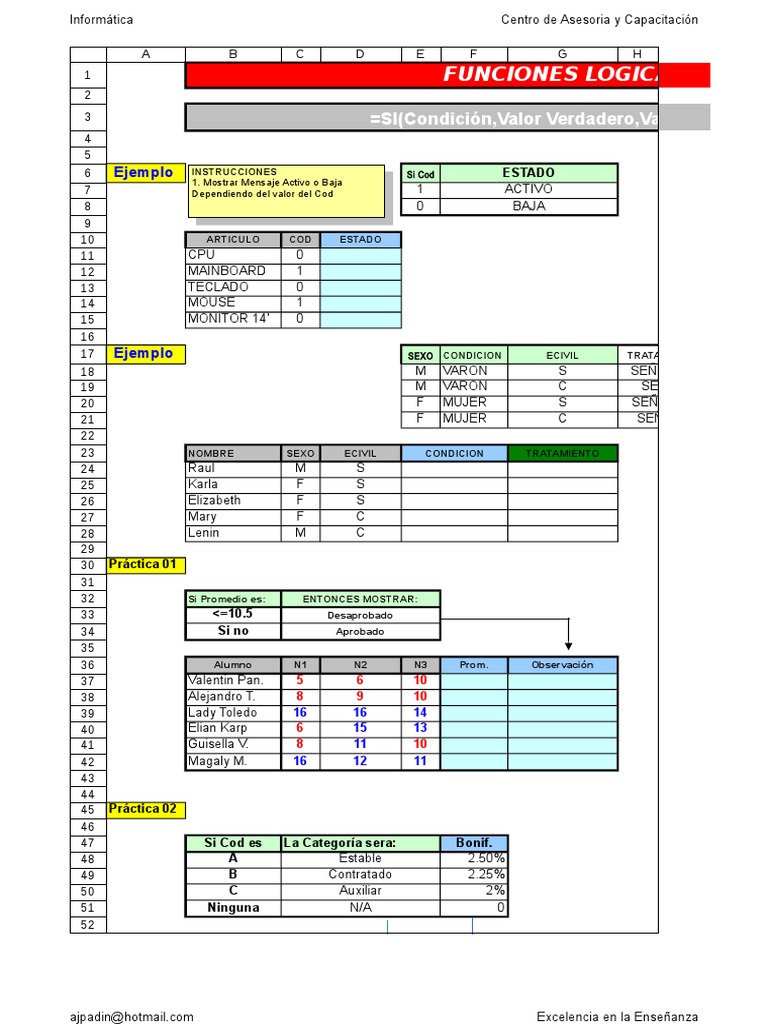 Funcion Si Ejercicios | PDF | Tecnología digital | Informática