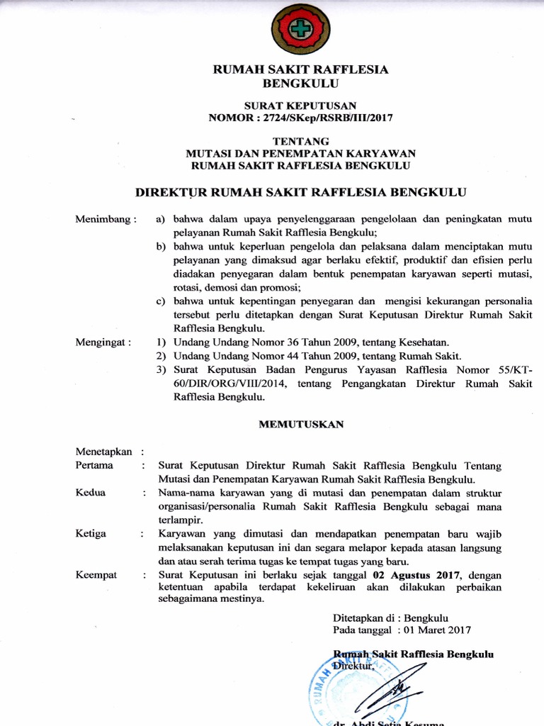 SK Penempatan Karyawan Baru | PDF