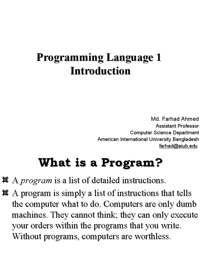 Lecture 1 | PDF | Computer Programming | Integer (Computer Science) Lecture 1 | PDF | Computer Programming | Integer (Computer Science)