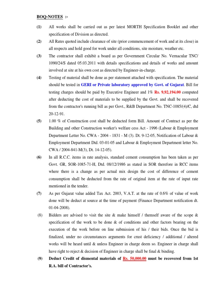 Boq Notes PDF | PDF | Value Added Tax | Specification (Technical Standard)