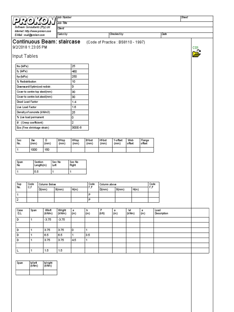 Continuous Beam: Staircase: Input Tables | PDF | Beam (Structure ...