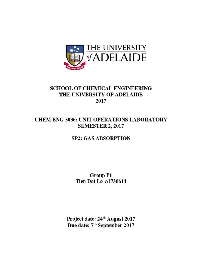 School of Chemical Engineering The University of Adelaide 2017 | PDF ...