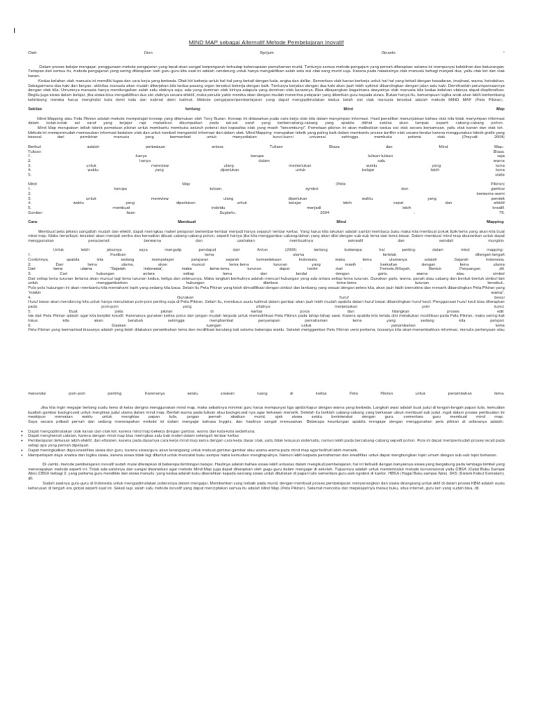 Mind Map: Metode Belajar Inovatif | PDF