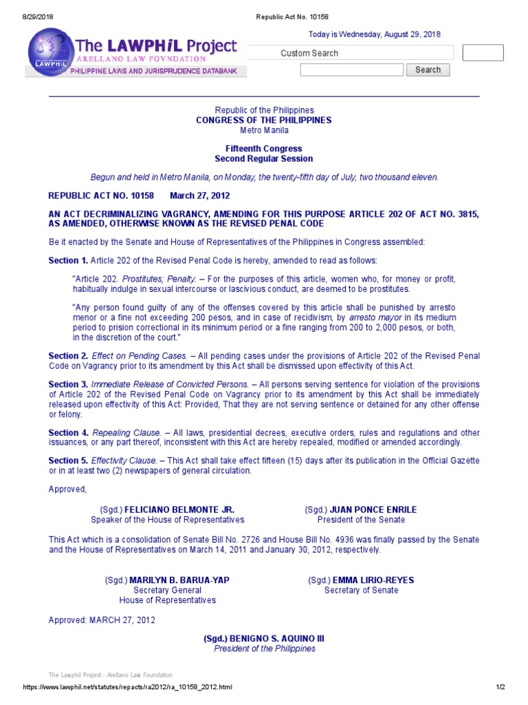 Republic Act No. 10158 | PDF | Repeal | Sentence (Law)