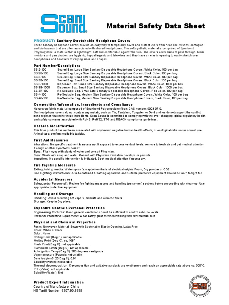 Material Safety Data Sheet | PDF | Firefighting | Headphones