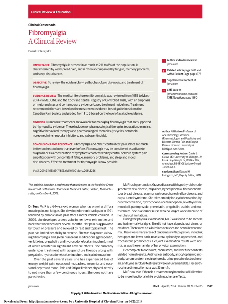 Fibromyalgia A Clinical Review | PDF | Fibromyalgia | Pain