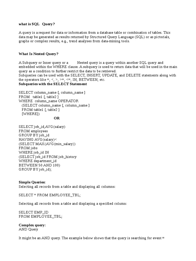 What Is SQL Query? | PDF | Sql | Data