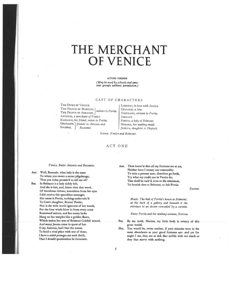 The Merchant of Venice Script PDF | PDF