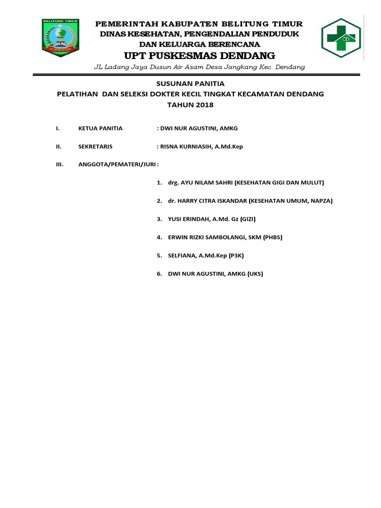 Susunan Panitia Dokcil | PDF