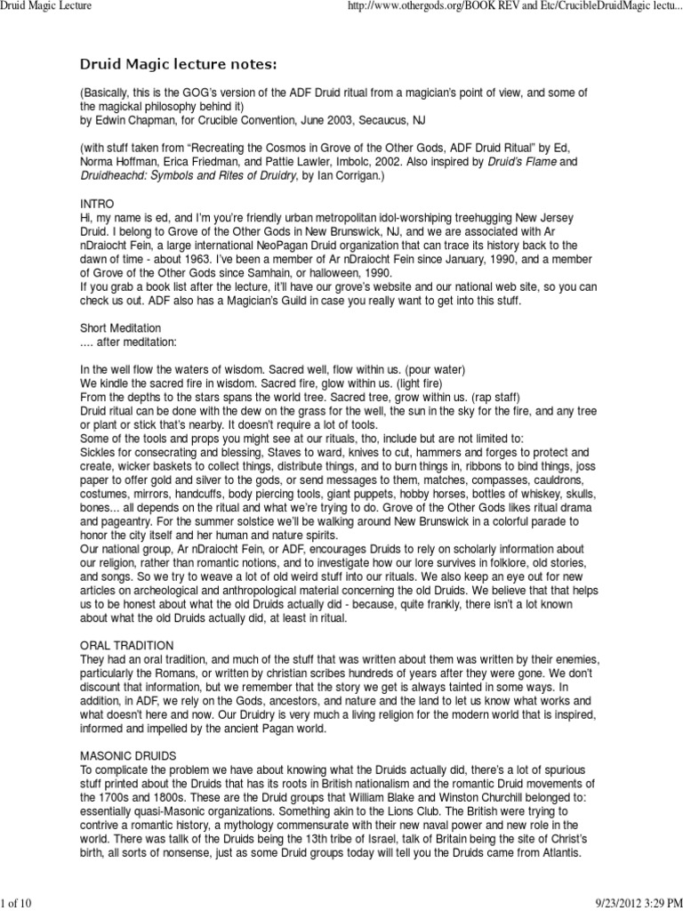 Druid Magic Lecture Notes:: Druidheachd: Symbols and Rites of Druidry ...