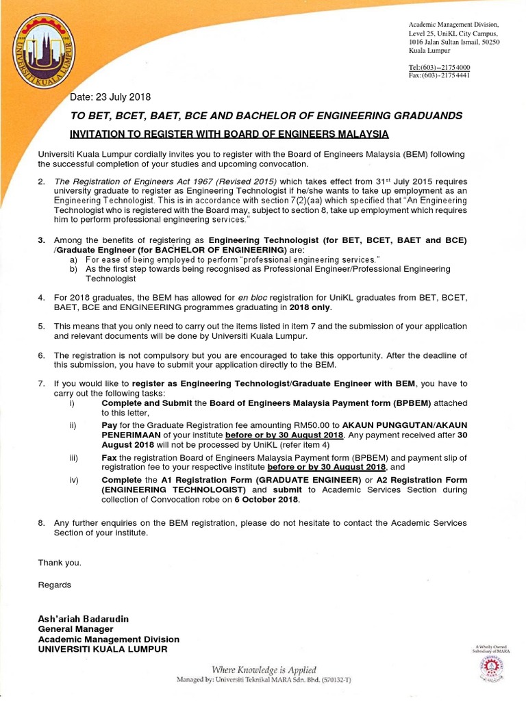 BEM Registration Invitation Letter Forms 2018 PDF | PDF | Money Order ...