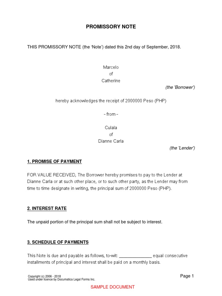 Promissory Note With Terms | PDF | Promissory Note | Banking
