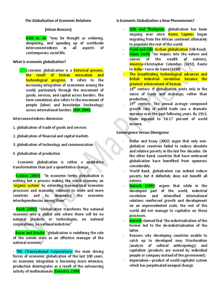 The Globalization of Economic Relations | PDF | Fixed Exchange Rate ...