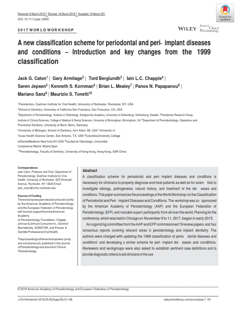 A New Classification Scheme For Periodontal and Peri and Conditions ...