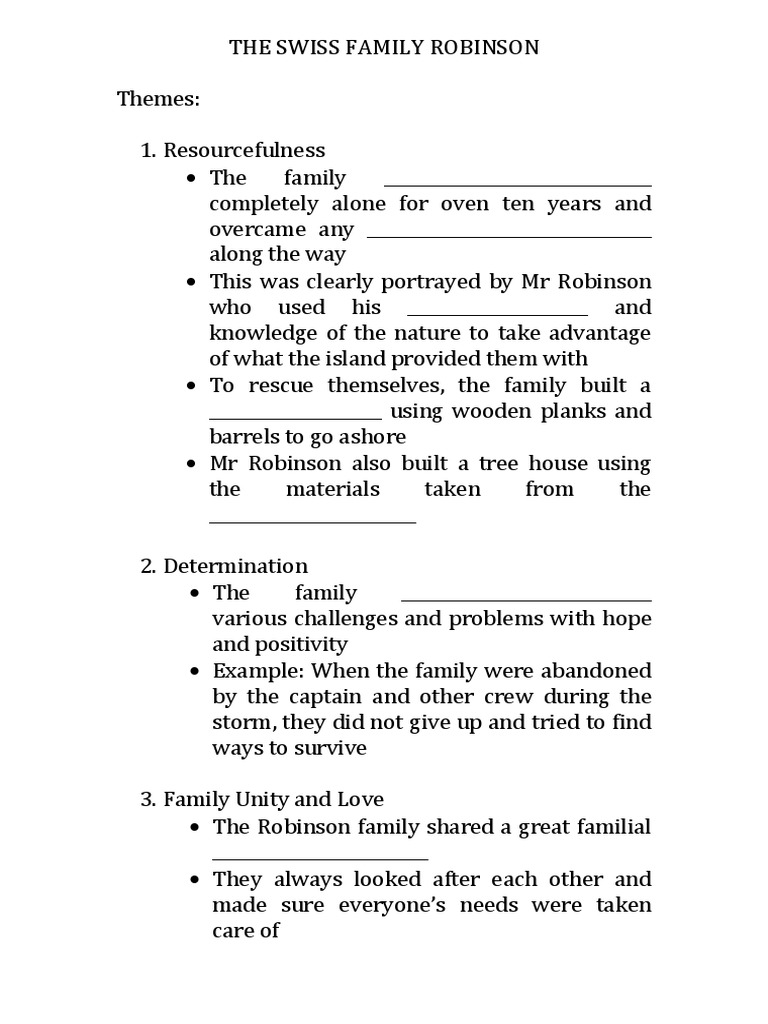 The Swiss Family Robinson Themes and Moral Values | PDF | The Swiss ...