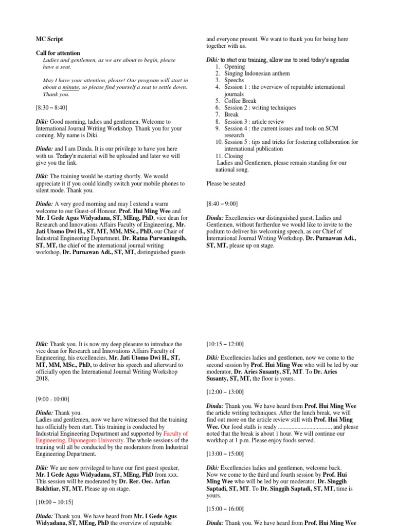 MC Script Example | PDF | Academia | Academic Degree