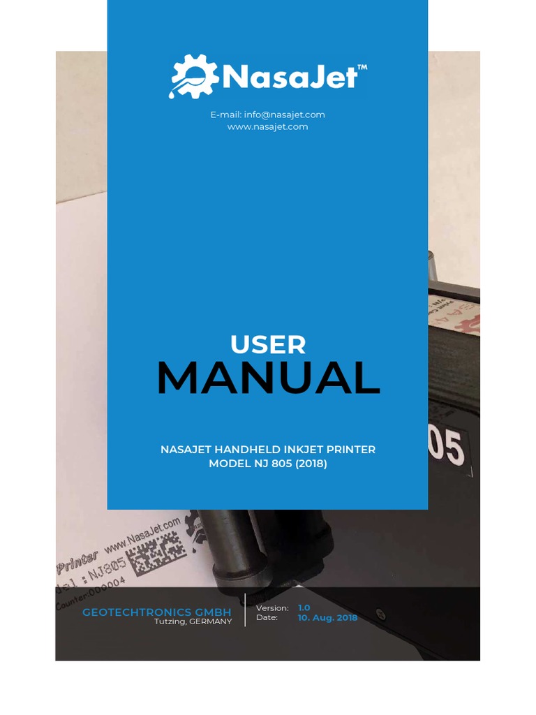 NasaJet Mobile Inkjet Printer Manual | PDF | Printer (Computing) | Computer Data Storage