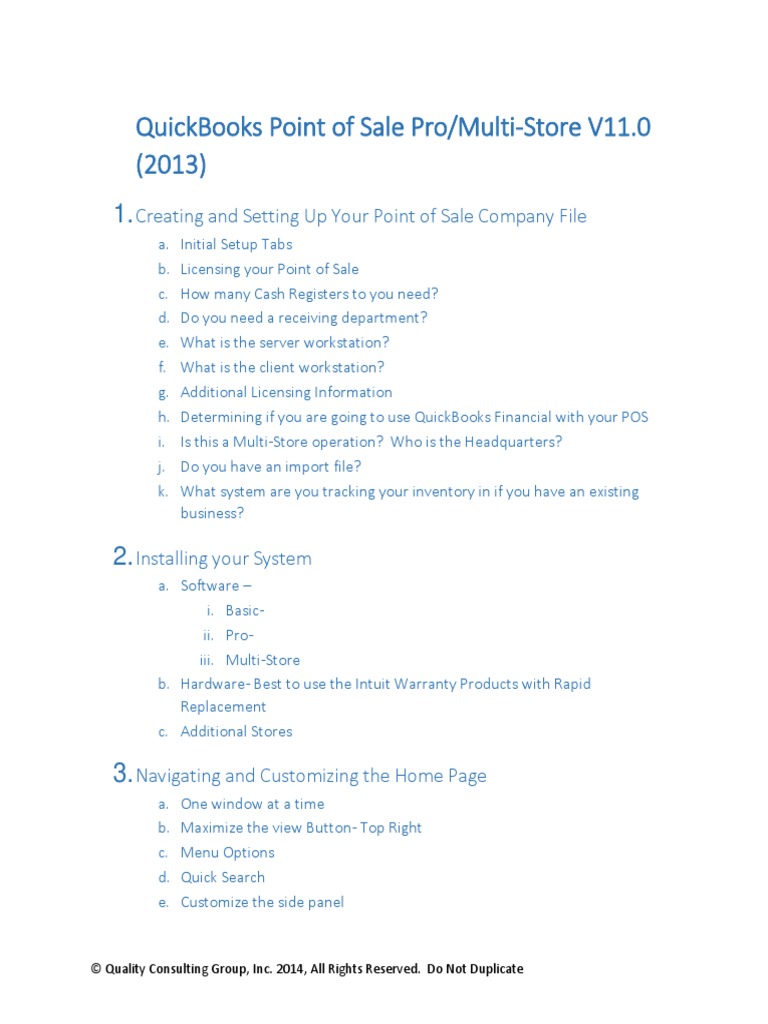 POS Training Outline PDF | PDF | Point Of Sale | Quick Books