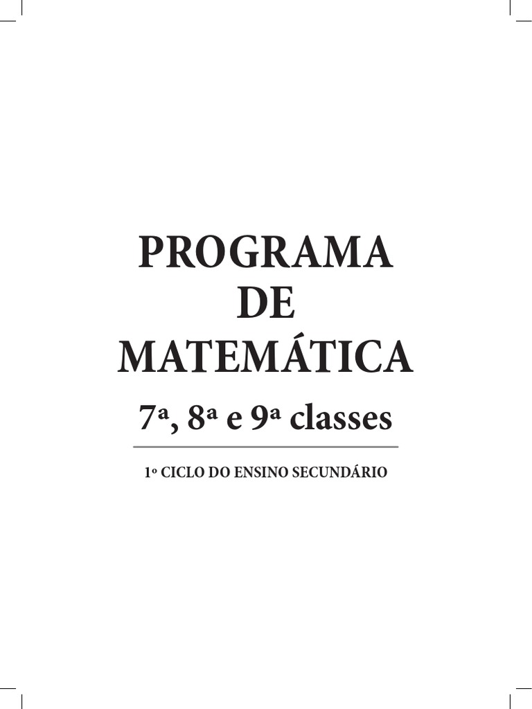 Programa de Matematica 7a 8a e 9a Classe | PDF | Equações | Equação ...