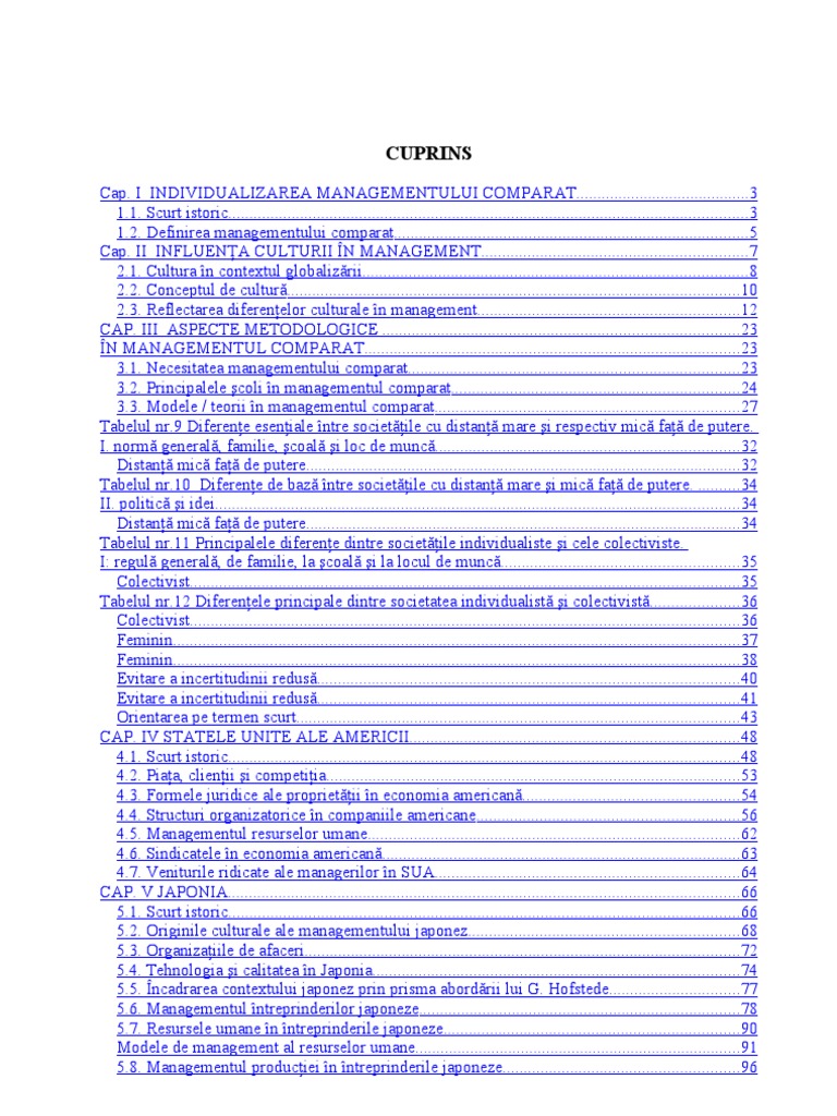 Management Comparat Curs | PDF