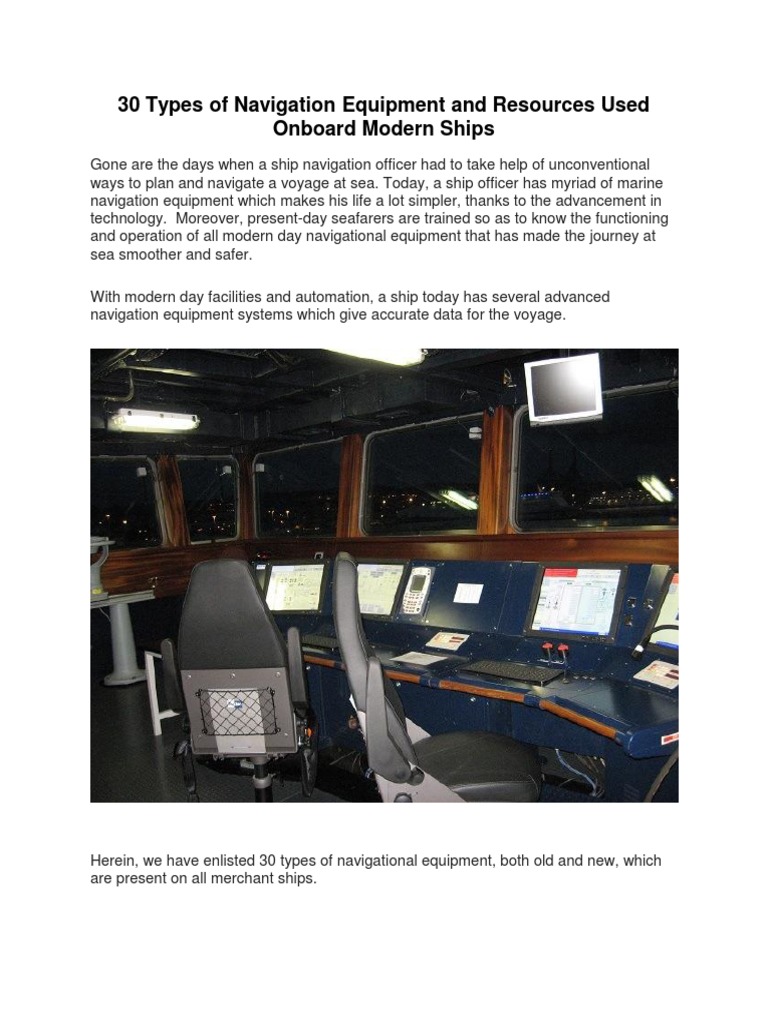 30 Types of Navigation Equipment and Resources Used Onboard Modern ...