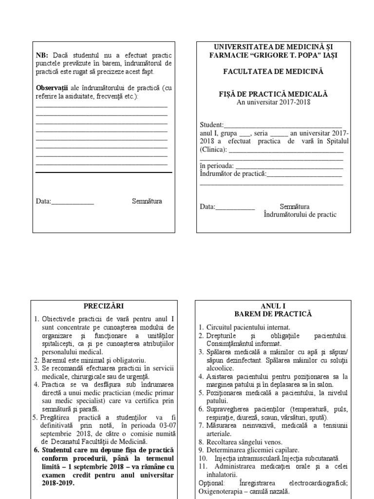 Fisa Practica de Vara An 1 PDF | PDF