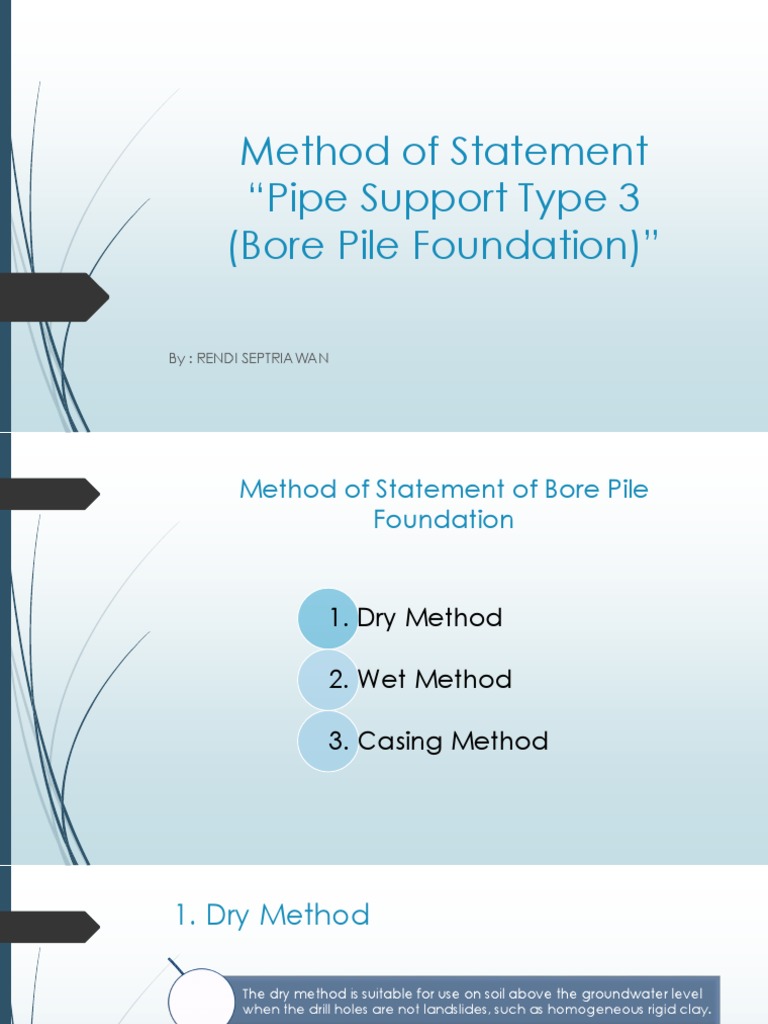 Method of Statement Bore Pile Foundation | Download Free PDF | Deep ...