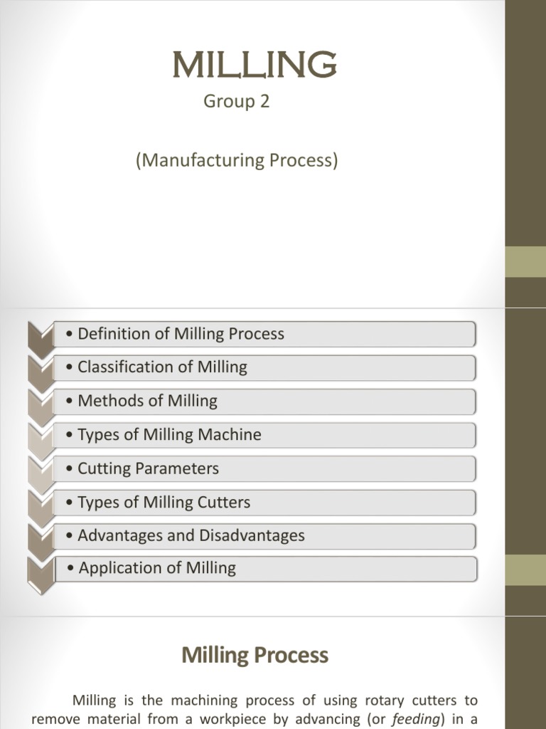 Milling: Group 2 (Manufacturing Process) | PDF | Machining | Metalworking