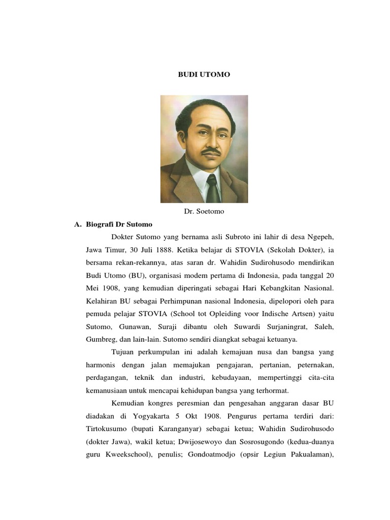 Sejarah dan Pendiri Budi Utomo | PDF