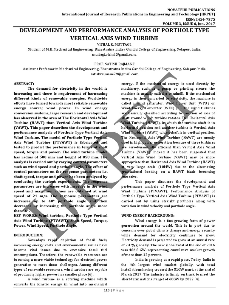 Wind Turbine Pdf Wind Power Wind Turbine