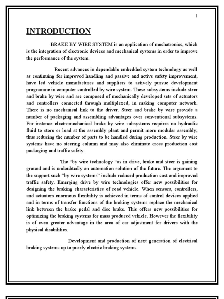 Brake By Wire Systems Pdf Brake Vehicle Parts