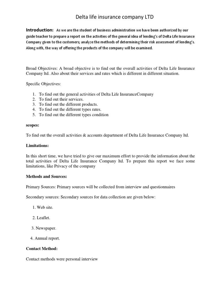 Delta Life Insurance Company Overview | PDF | Life Insurance | Insurance