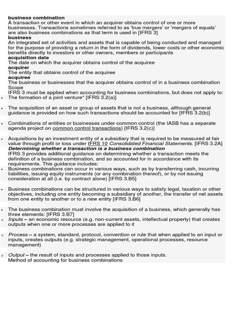 Business Combination: Consolidated Financial Statements | PDF ...