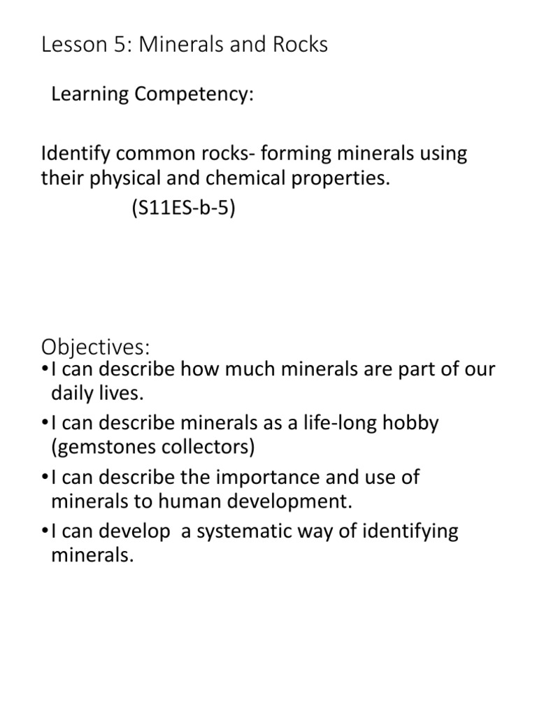 Lesson 5: Minerals and Rocks | PDF