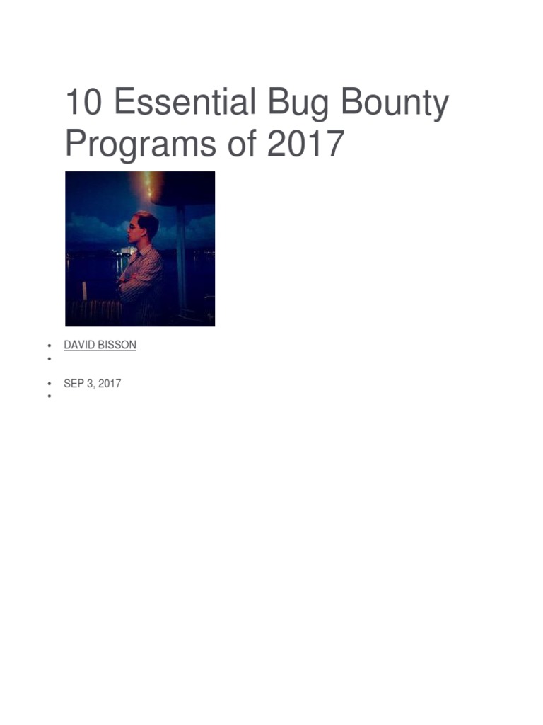 Top Bug Bounty Programs 2017 | PDF | Vulnerability (Computing) | Computer Security