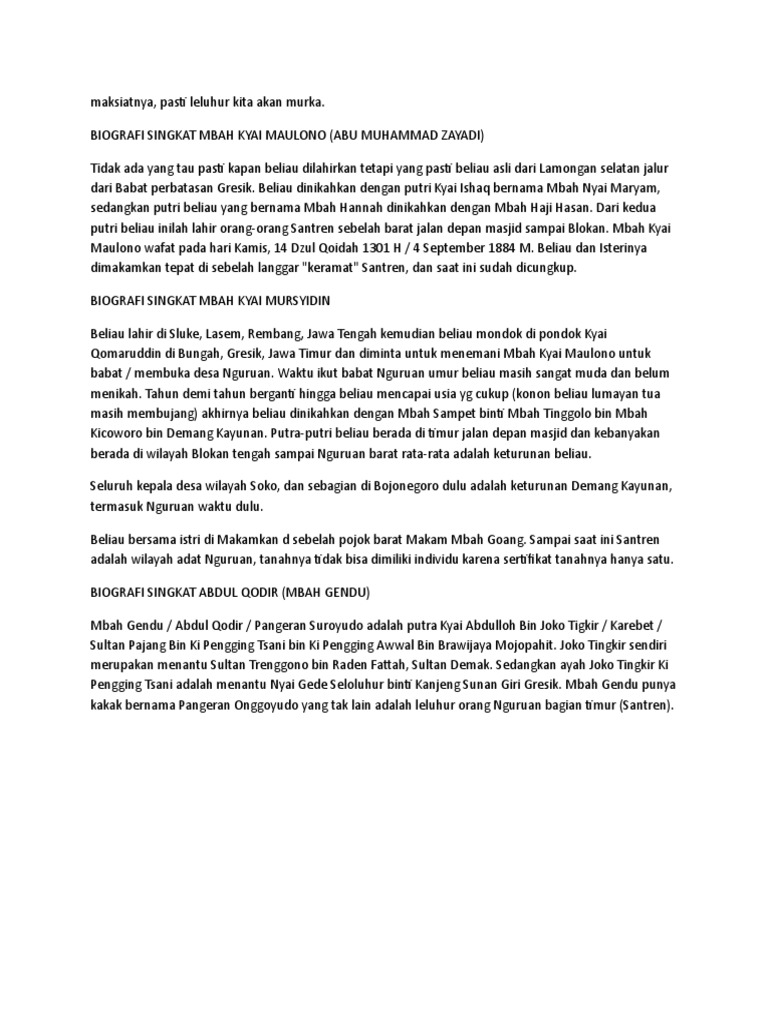 Biografi Mbah | PDF