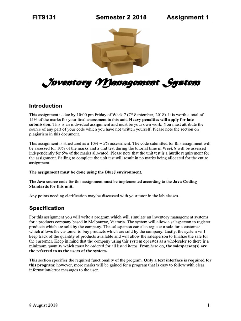 Specification For Inventory Management System | PDF