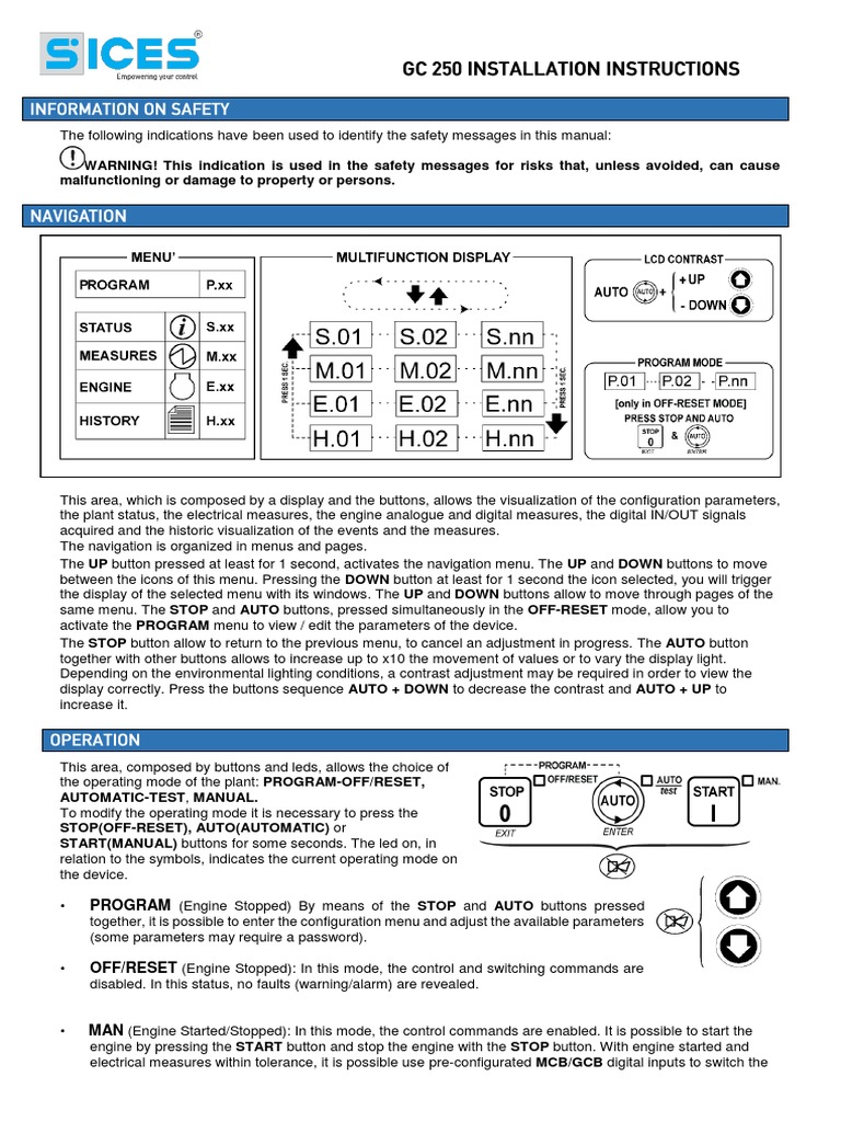 Sices GC 250 Manual | Download Free PDF | Menu (Computing) | Mains ...