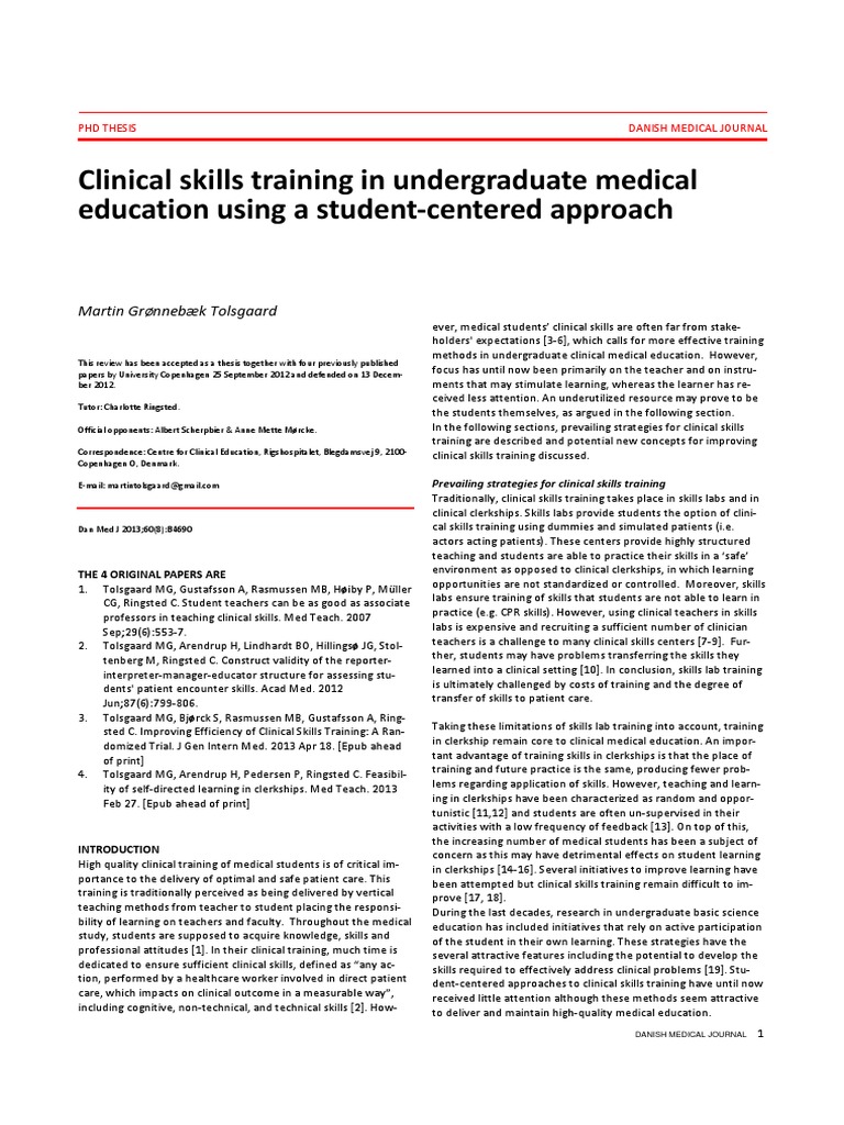 13 Clinical Skills Training in Undergraduate Medical Education Using A ...