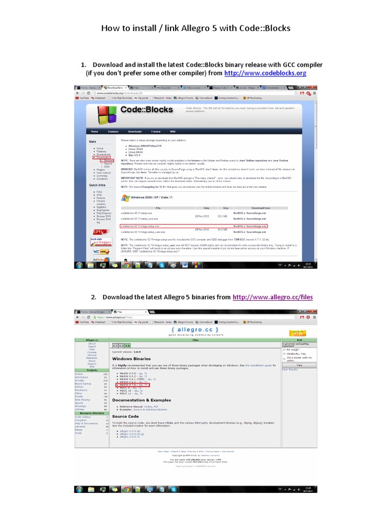 How To Install Link Allegro 5 With Codeblocks Pdf Directory Computing C Programming