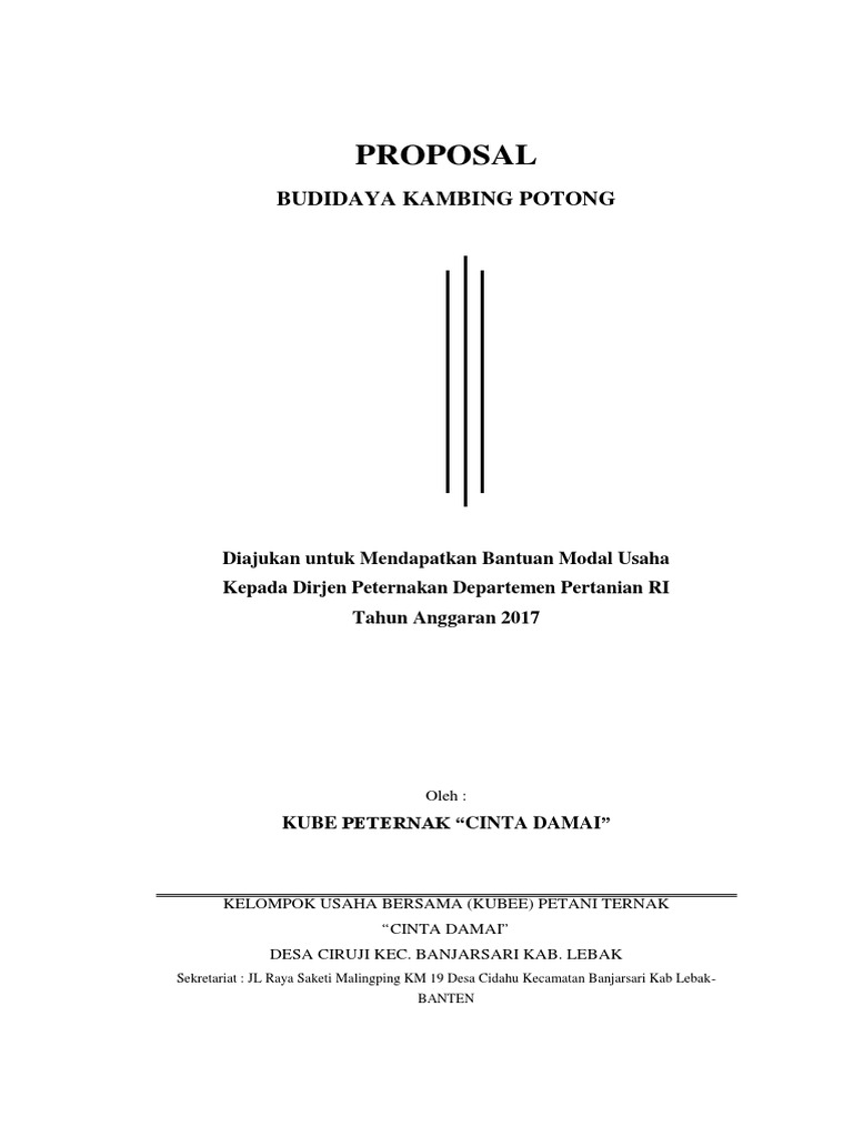 Proposal Kube Sapi | PDF