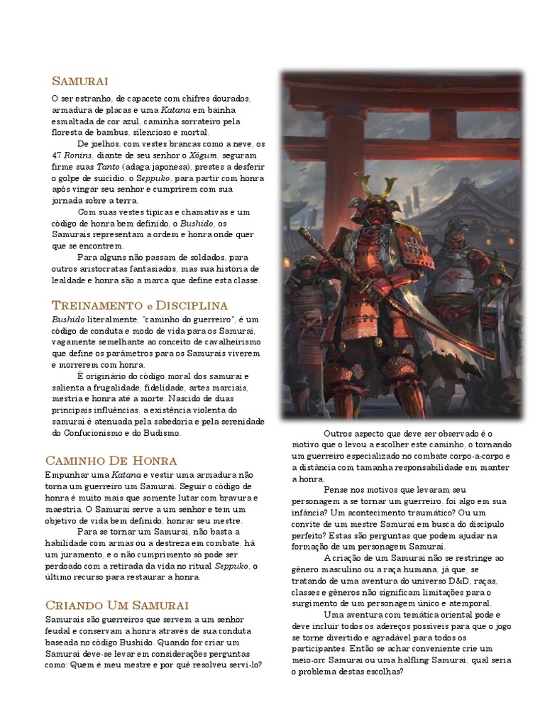 D&D 5E - Homebrew - Samurai | PDF | Samurai | Bushido
