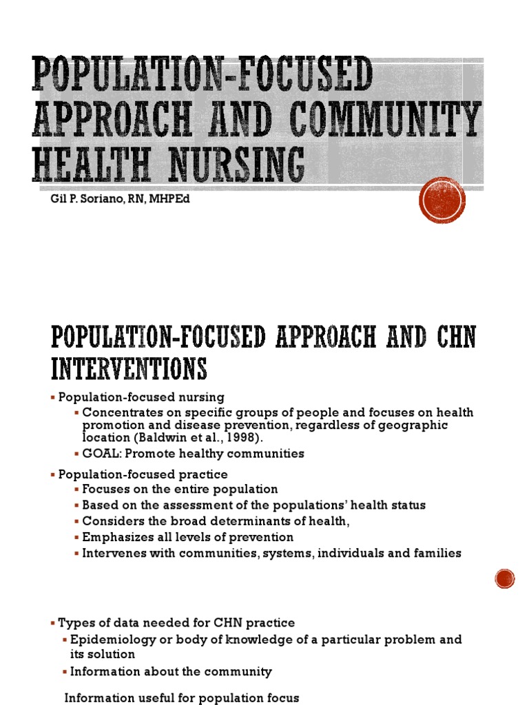 Population Focused Approach and CHN Interventions | Download Free PDF ...