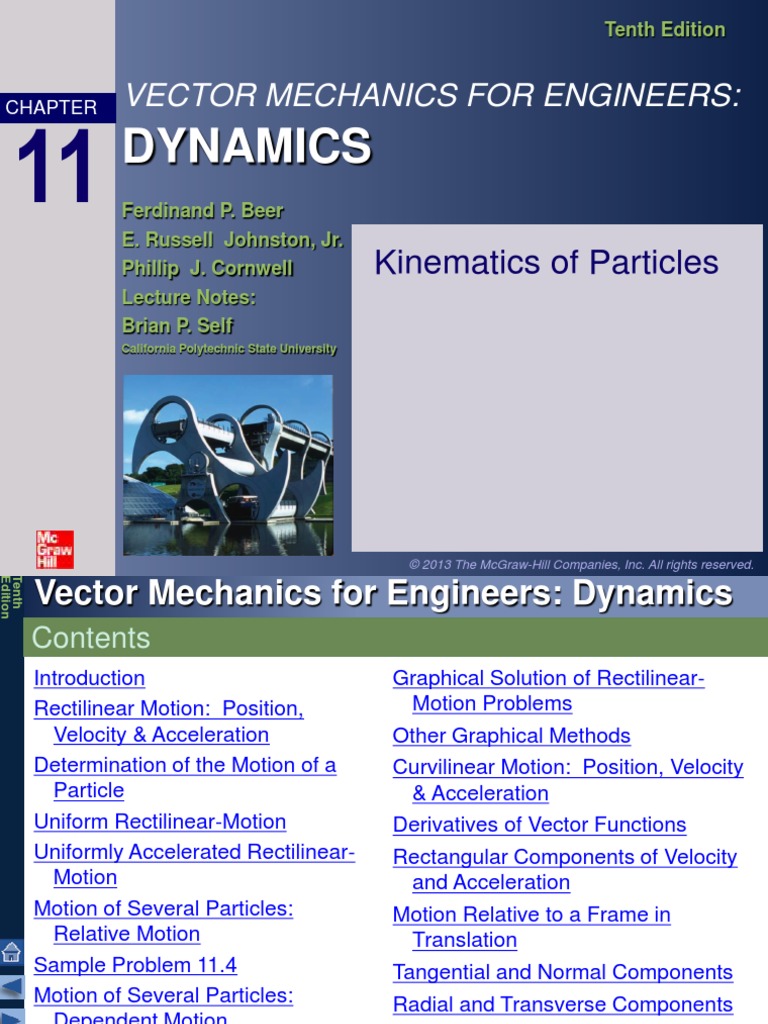 Dynamics: Vector Mechanics For Engineers | PDF | Acceleration | Kinematics