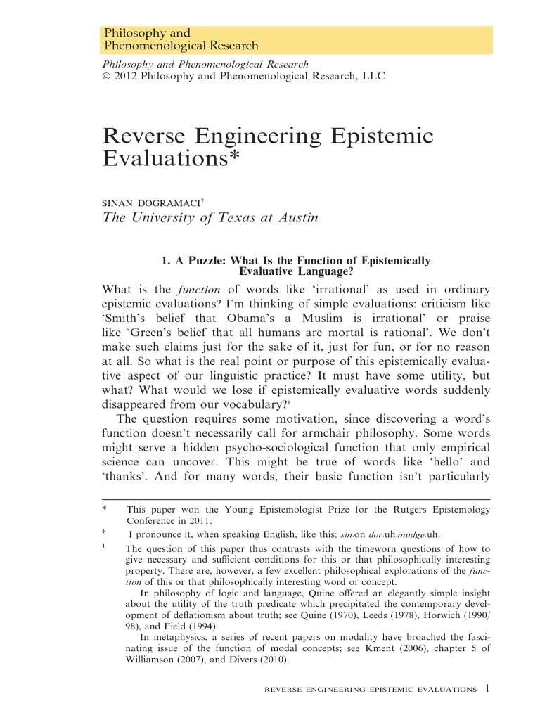 Reverse Engineering Epistemic | Download Free PDF | Rationality ...